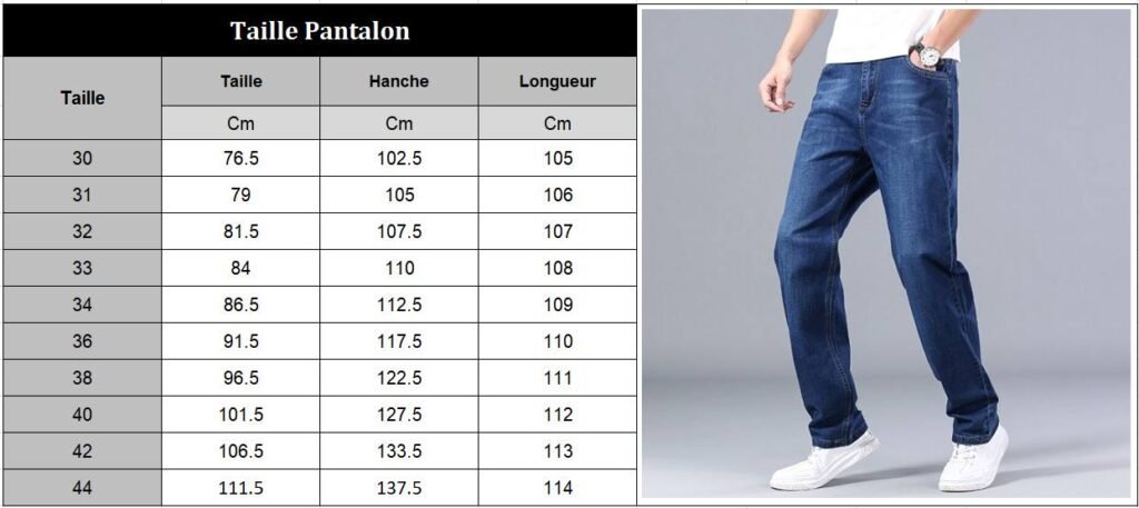 Guide Taille Jean Homme